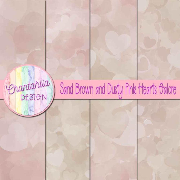 Sand Brown and Dusty Pink Hearts Galore Digital Papers