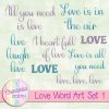 Love Word Art Set
