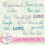 Love Word Art Set