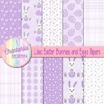 Lilac Easter Bunnies and Eggs Digital Papers