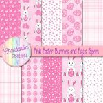Pink Easter Bunnies and Eggs Digital Papers