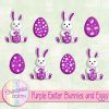 Purple Easter Bunnies and Eggs