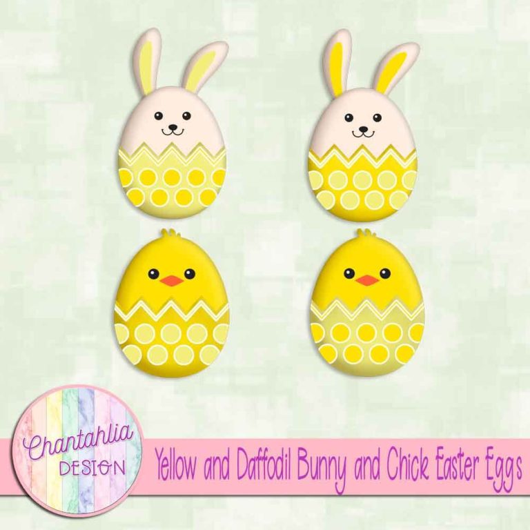 Yellow and Daffodil Bunny and Chick Easter Eggs