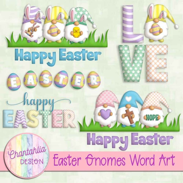 Easter Gnomes Word Art