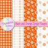 Peach and Orange Simple Flowers Digital Papers