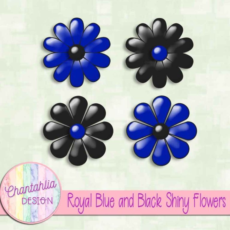 Royal Blue and Black Shiny Flowers