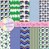 Sky Blue and Royal Blue Houses Digital Papers