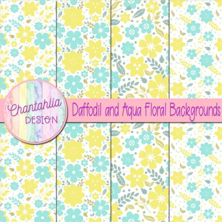 Daffodil and Aqua Floral Backgrounds