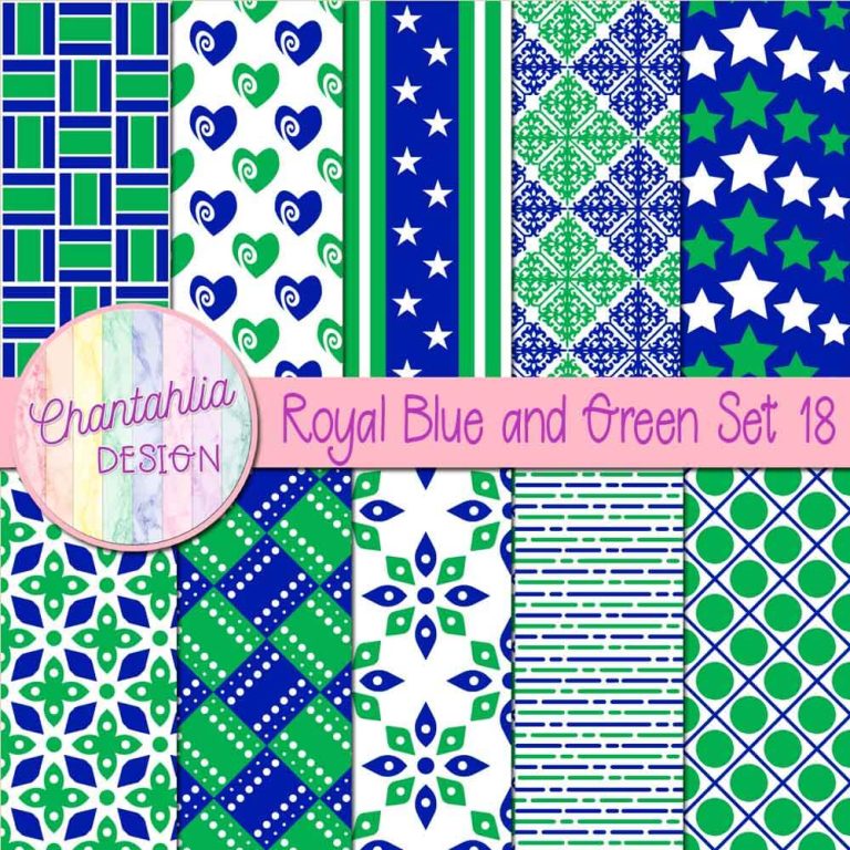 Royal Blue and Green Digital Papers8