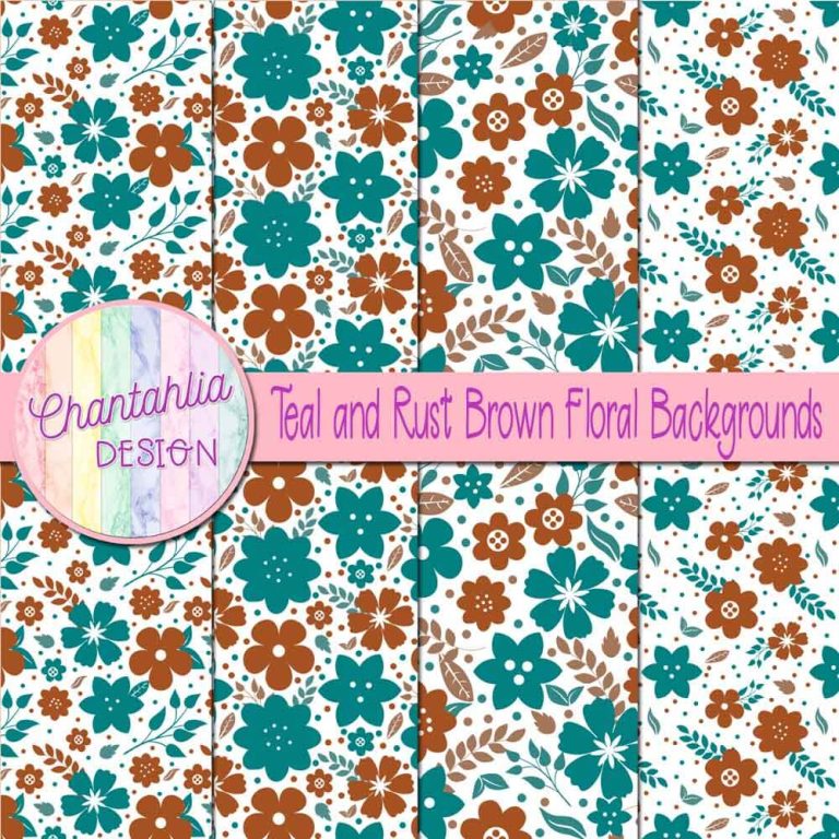 Teal and Rust Brown Floral Backgrounds