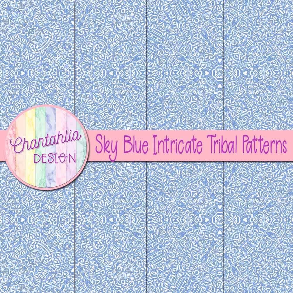 Sky Blue Intricate Tribal Patterns Sky Blue Intricate Tribal Patterns
