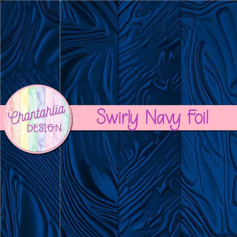 Navy Swirly Foil Digital Papers