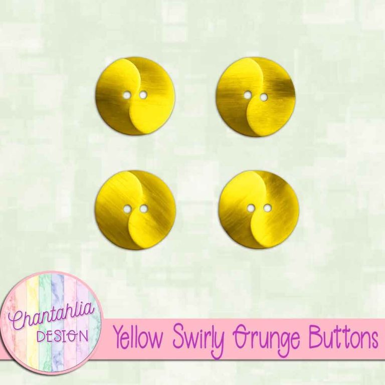 Yellow Swirly Grunge Buttons