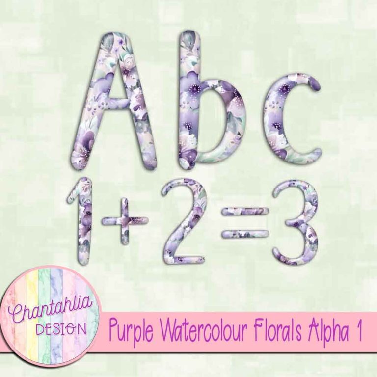 Purple Watercolour Florals Alpha
