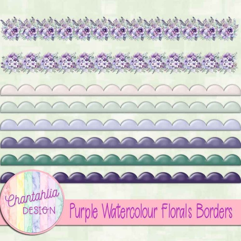 Purple Watercolour Florals Borders