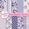 Purple Watercolour Florals Digital Papers