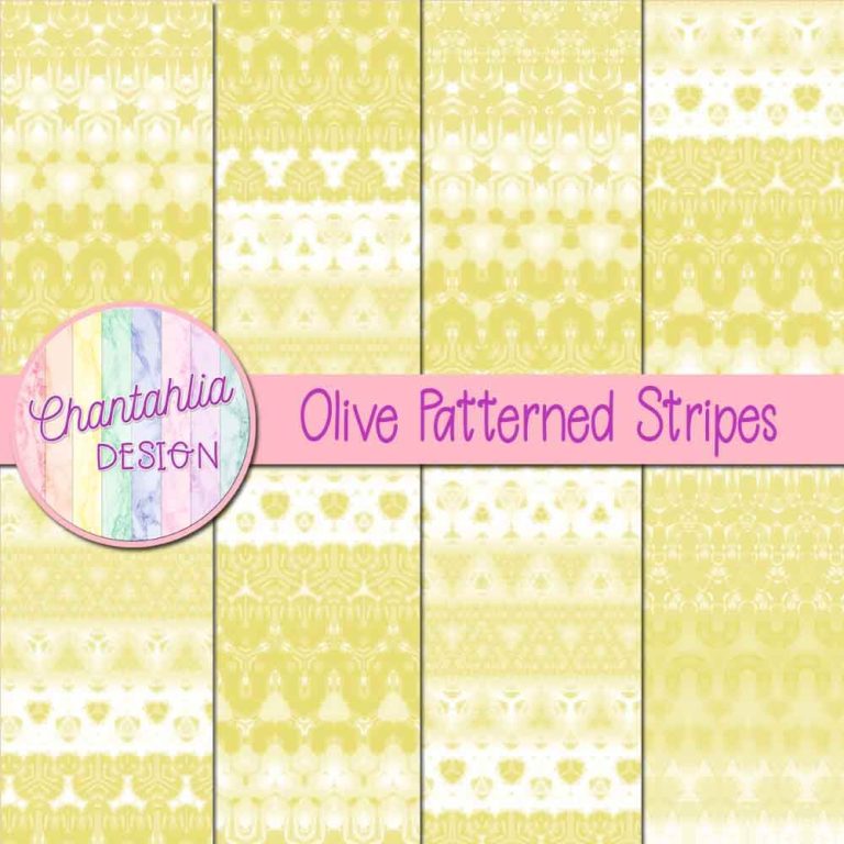 Olive Decorative Patterned Stripes Digital Papers