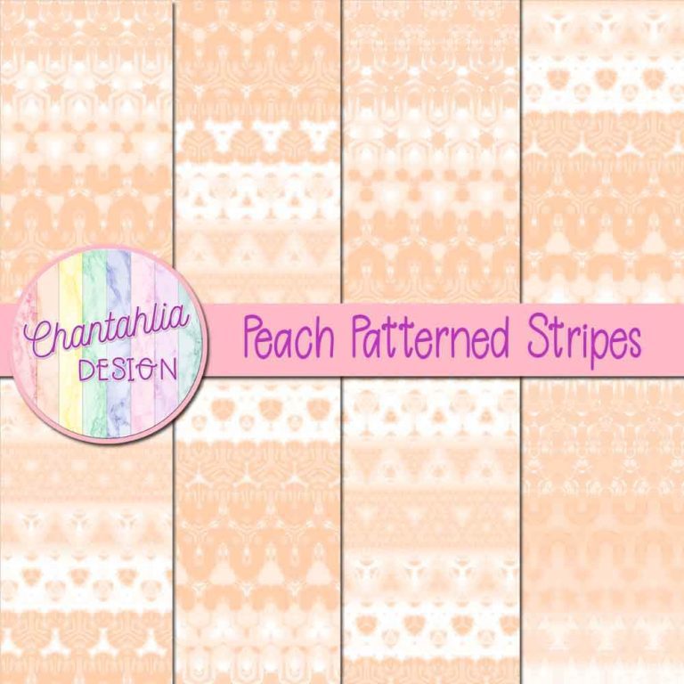 Peach Decorative Patterned Stripes Digital Papers