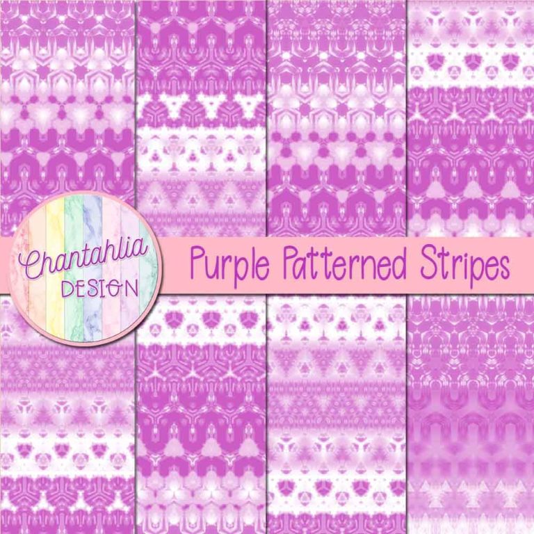 Purple Decorative Patterned Stripes Digital Papers