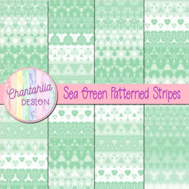 Sea Green Decorative Patterned Stripes Digital Papers