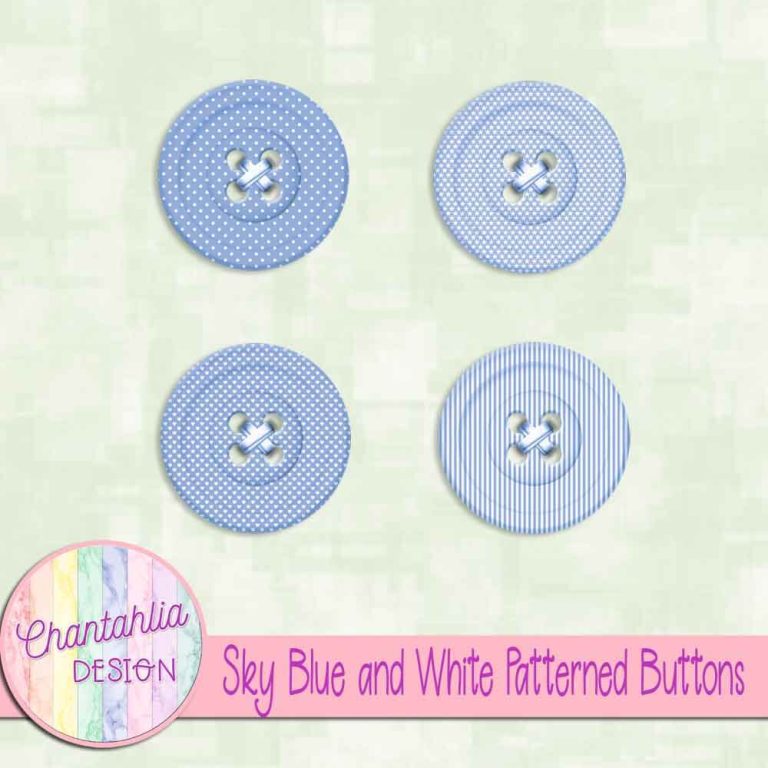 Sky Blue and White Patterned Buttons