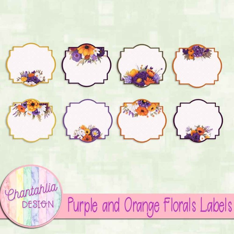Purple and Orange Florals Labels