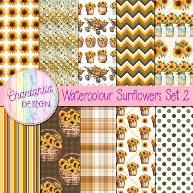 Watercolour Sunflowers Digital Papers