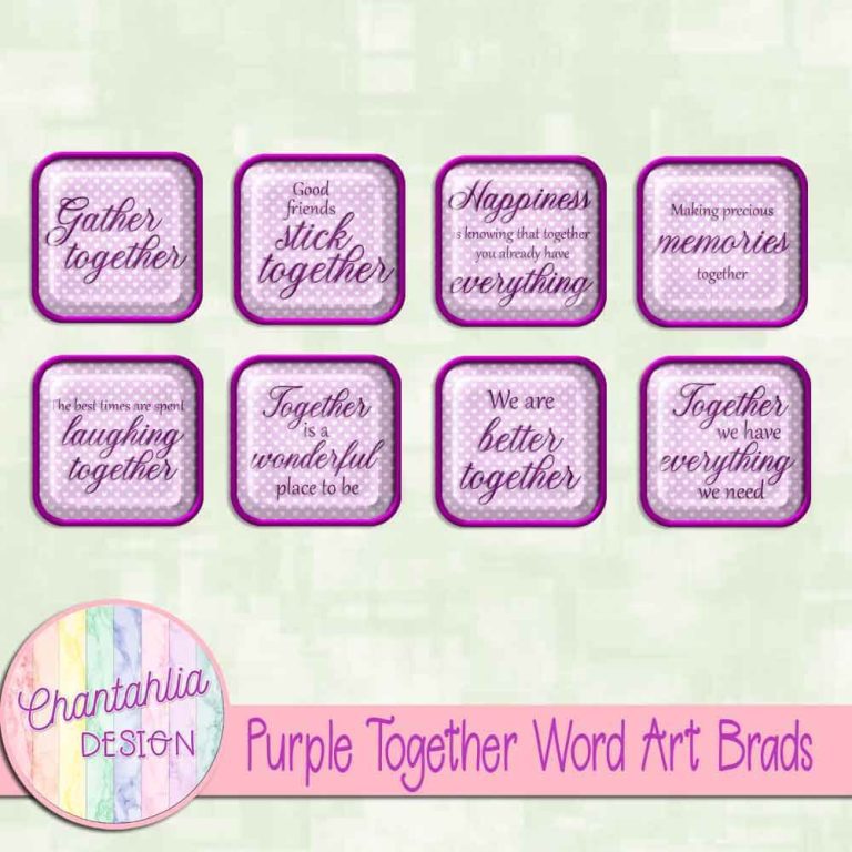 Purple Together Word Art Brads