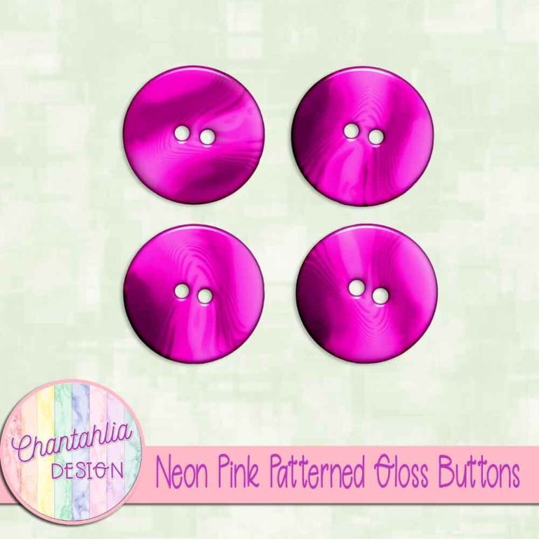 Neon Pink Patterned Gloss Buttons