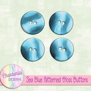 Sea Blue Patterned Gloss Buttons