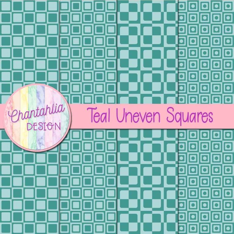 Teal Uneven Squares Digital Papers