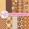 Fall Flowers and Pumpkins Digital Papers Set 2