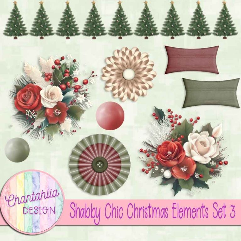 Shabby Chic Christmas Elements Set 3