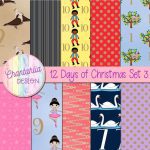 12 Days of Christmas Digital Papers Set 3