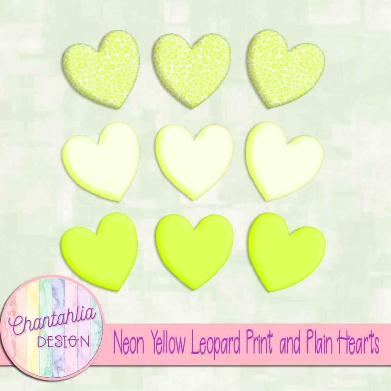 Neon Yellow Leopard Print and Plain Hearts