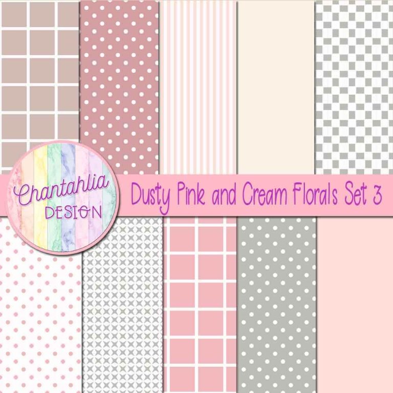 Dusty Pink and Cream Florals Digital Papers Set 3