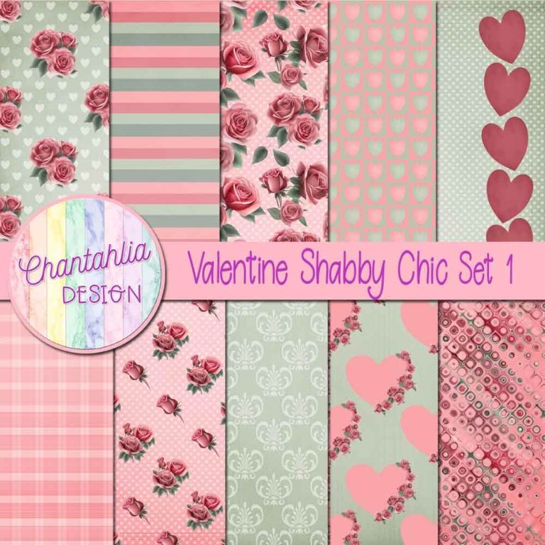 Valentine Shabby Chic Digital Papers Set 1