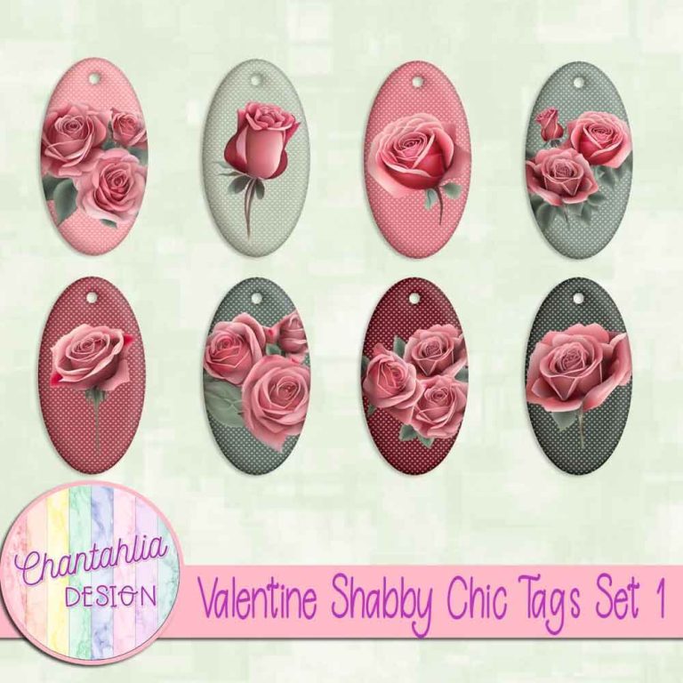 Valentine Shabby Chic Tags Set 1