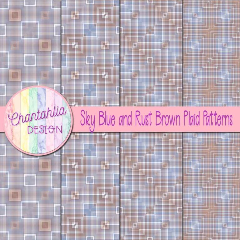 Sky Blue and Rust Brown Plaid Patterns