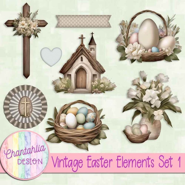 Vintage Easter Elements Set 1