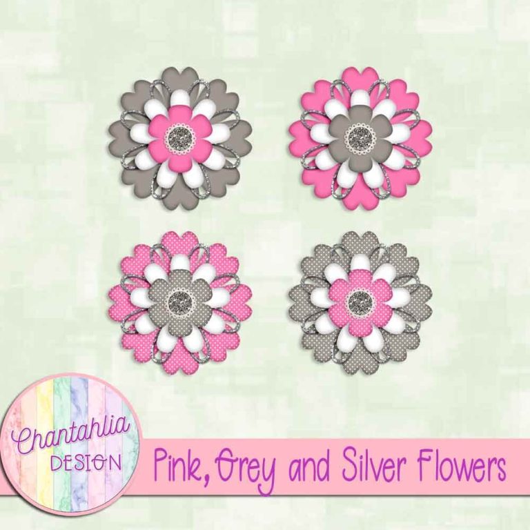 Pink, Grey and Silver Flowers - Chantahlia Design