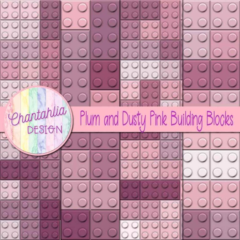 Plum and Dusty Pink Building Blocks Digital Papers