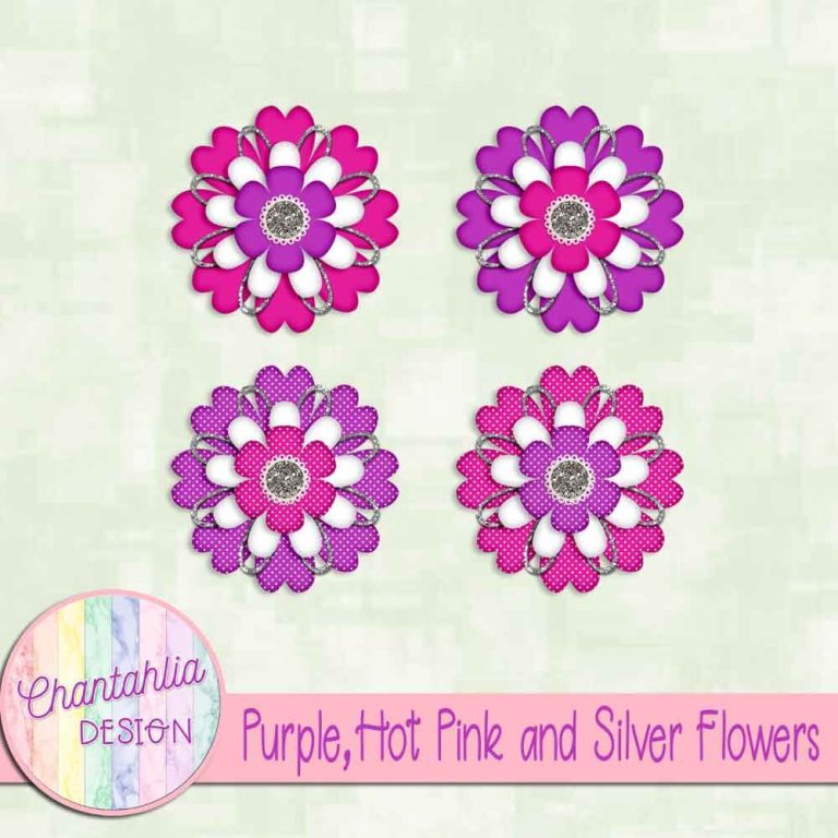 Purple, Hot Pink and Silver Flowers - Chantahlia Design