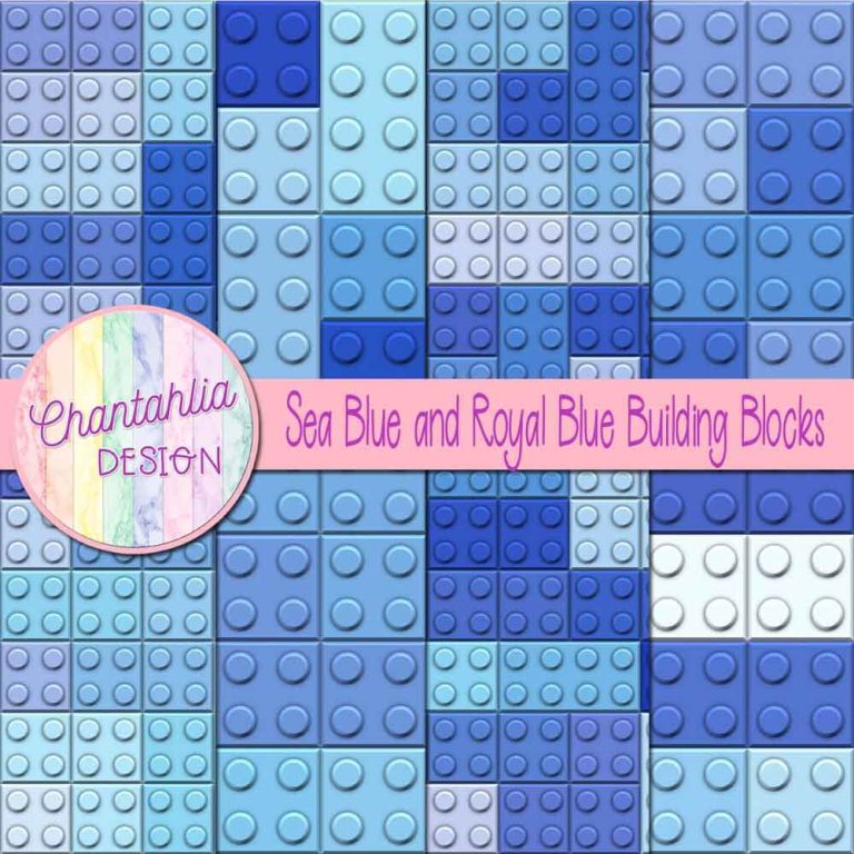 Sea Blue and Royal Blue Building Blocks Digital Papers