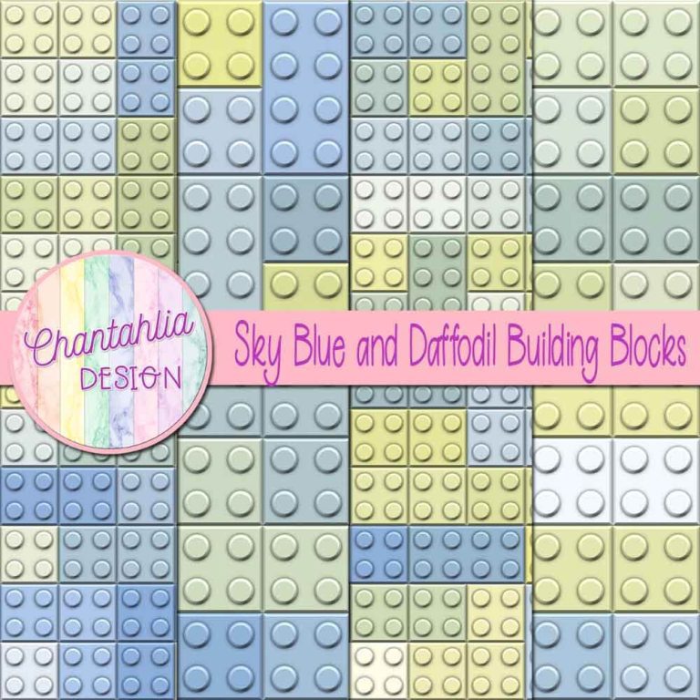 Sky Blue and Daffodil Building Blocks Digital Papers
