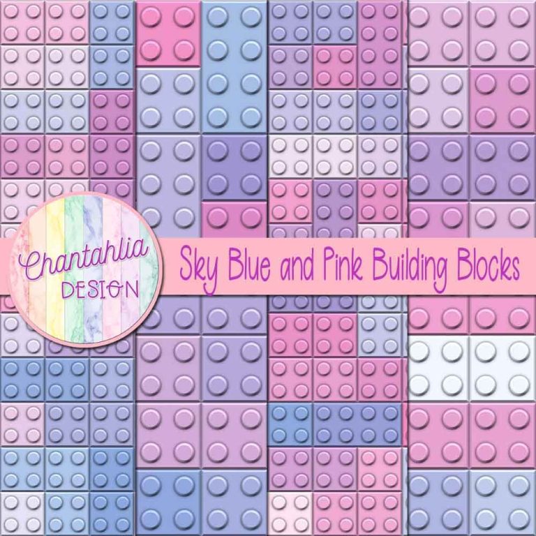 Sky Blue and Pink Building Blocks Digital Papers