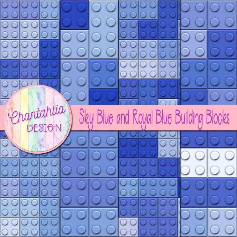 Sky Blue and Royal Blue Building Blocks Digital Papers