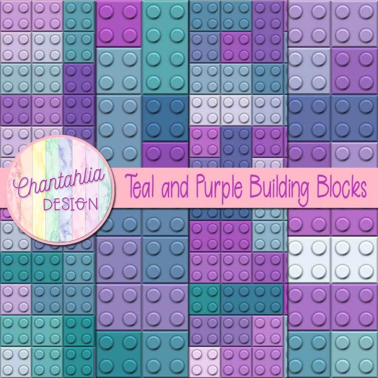 Teal and Purple Building Blocks Digital Papers