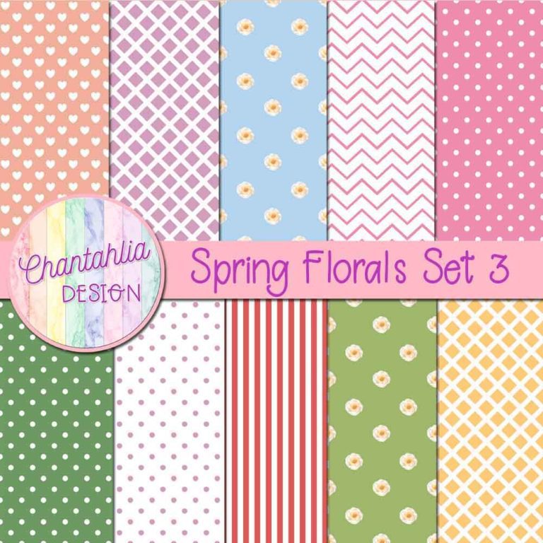 Spring Florals Digital Papers Set 3 - Chantahlia Design