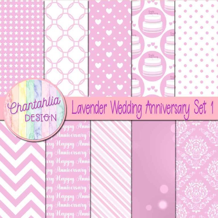 Lavender Wedding Anniversary Digital Papers